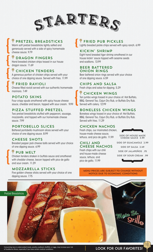 Menu — Main Street Grille