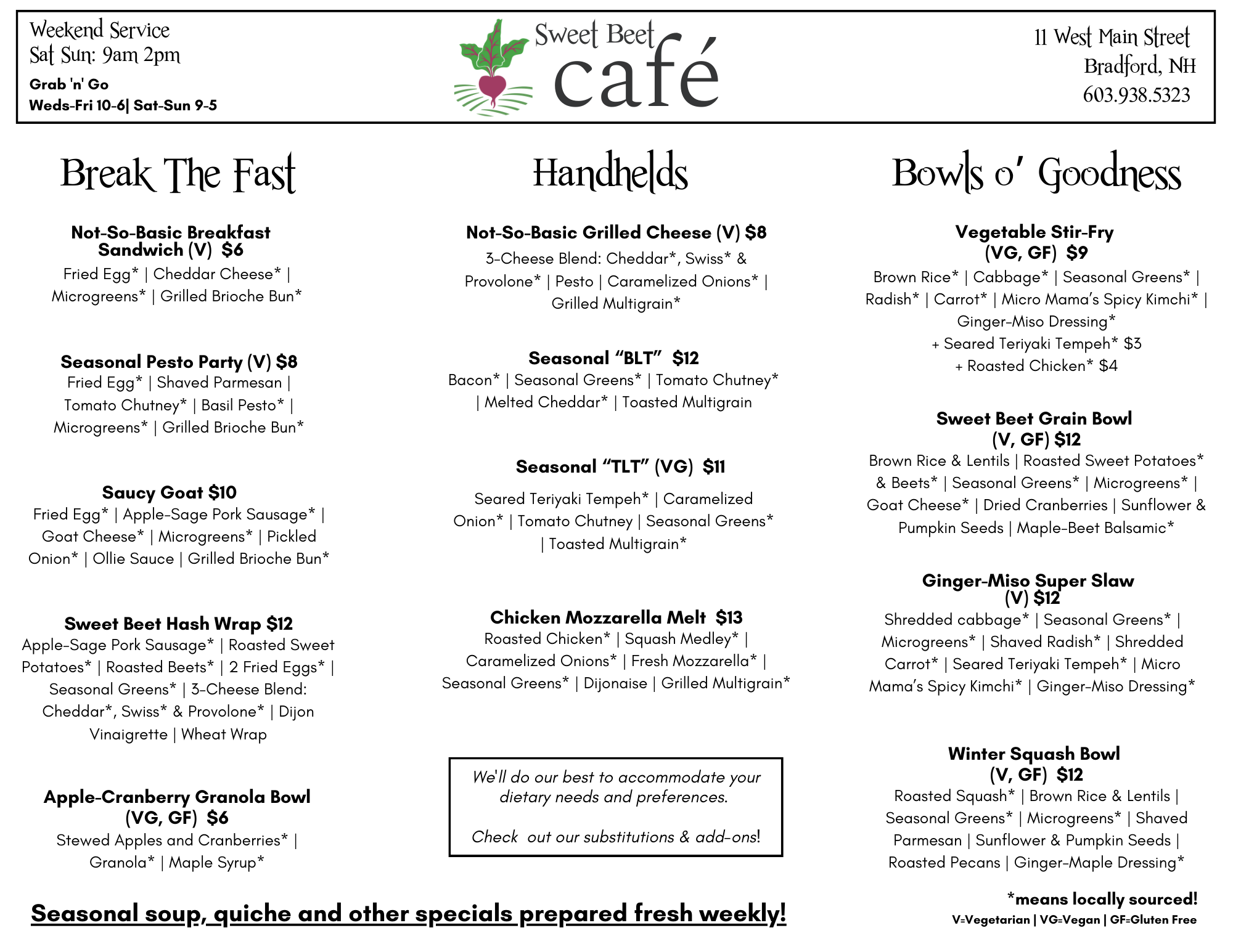 Local restaurant serving breakfast and lunch on the weekends. Fresh and ...