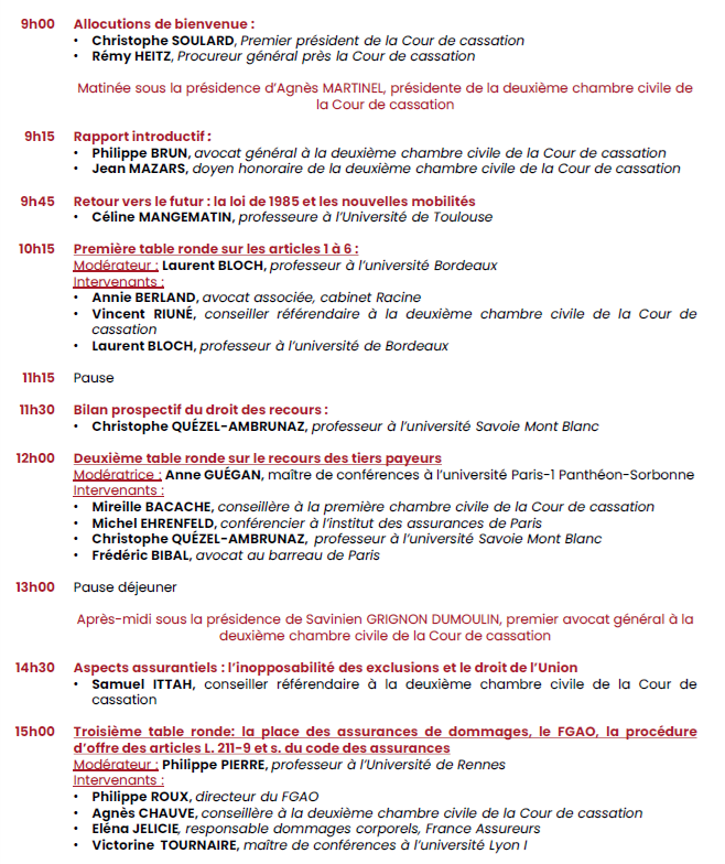 Colloque Cour de cassation : Loi Badinter 40 ans après — Cabinet Bibal