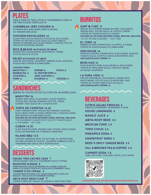 Menu — Roosters