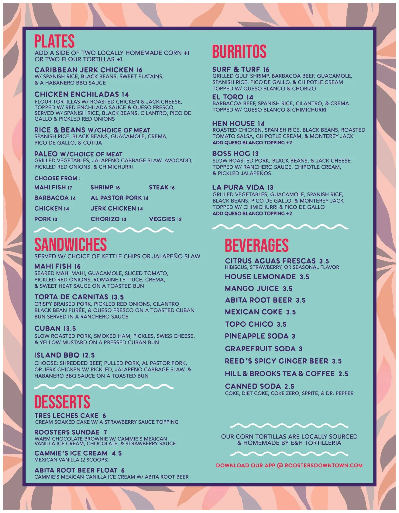 Menu — Roosters