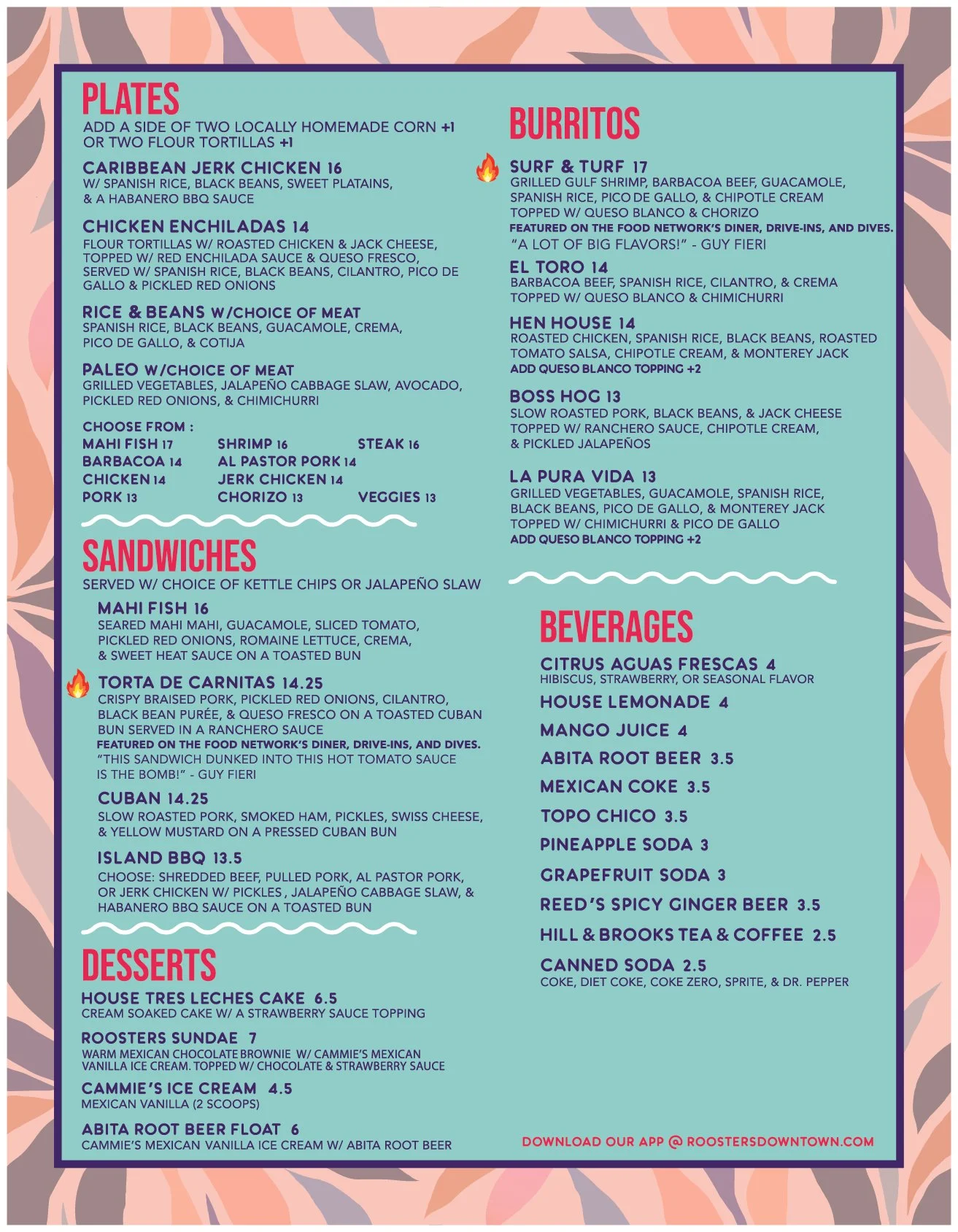 Menu — Roosters