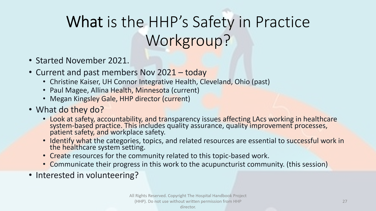 Safety Practices Workgroup: Safety Practices for LAcs and Their ...
