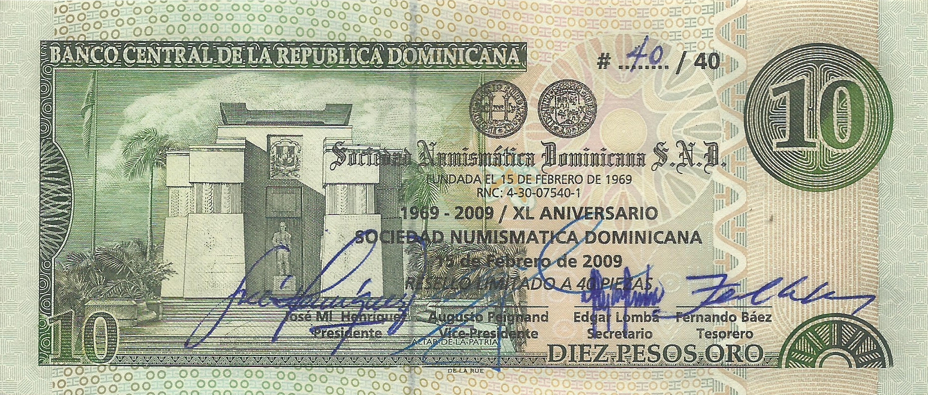 Piezas Conmemorativas Snd — Sociedad Numismática Dominicana