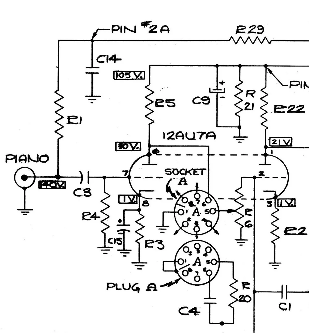 Why does my Wurlitzer 112 amp have a weird octal plug that goes nowhere ...