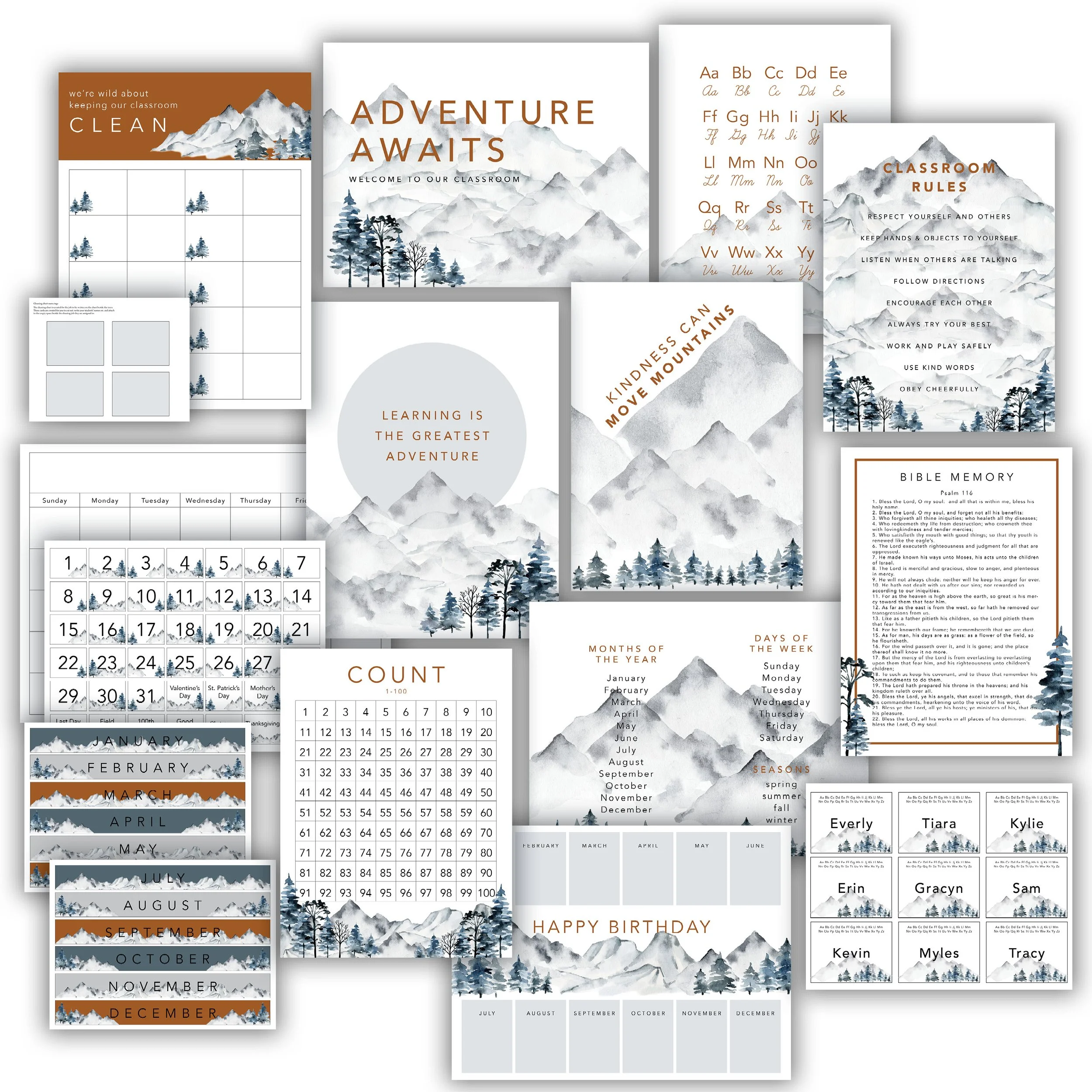 Adventure School Set | 18x24 & 8.5x11 | PARTIALLY EDITABLE | Digital ...