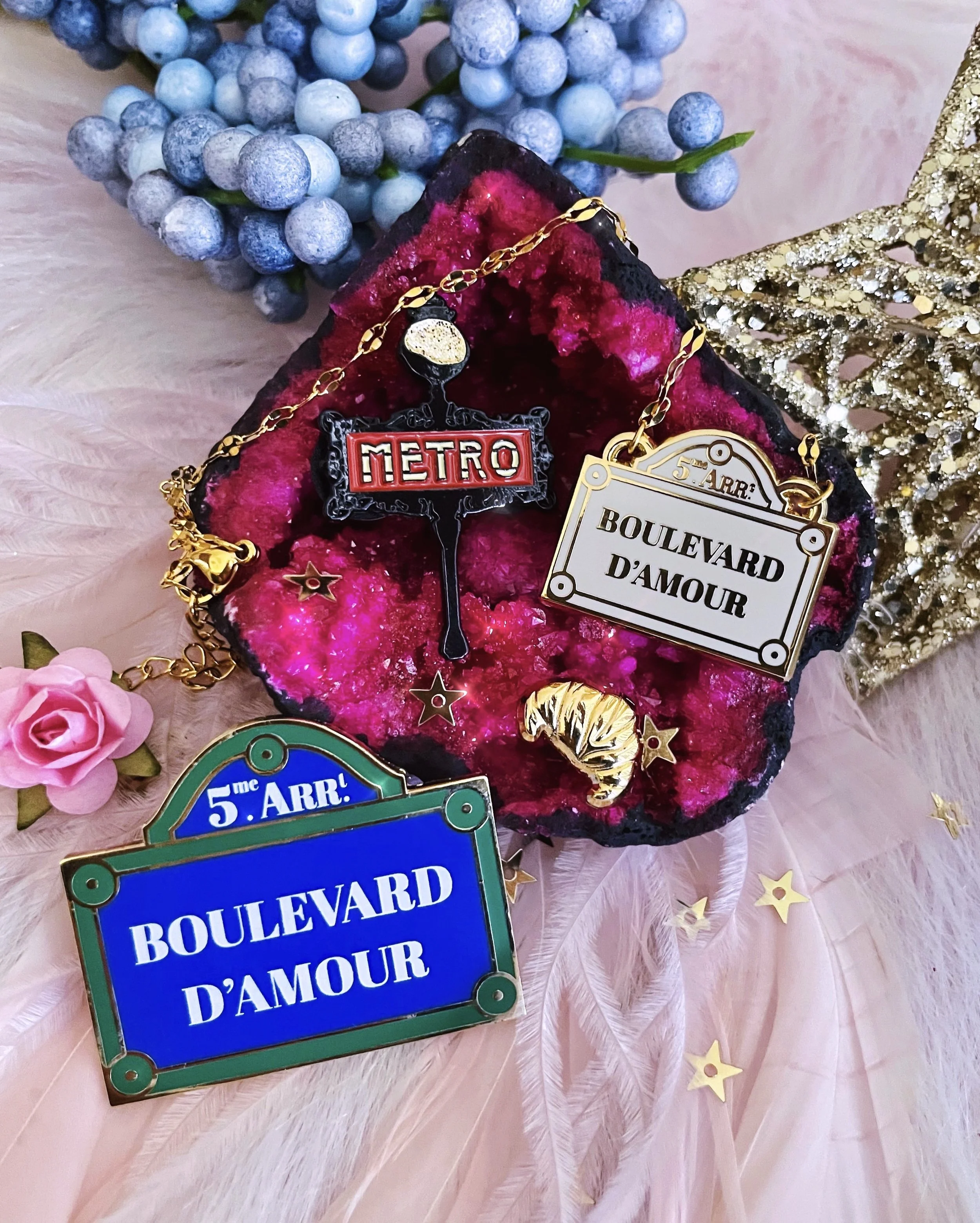 paris metro parisian street sign enamel pin by lilly baik. — Lilly Baik