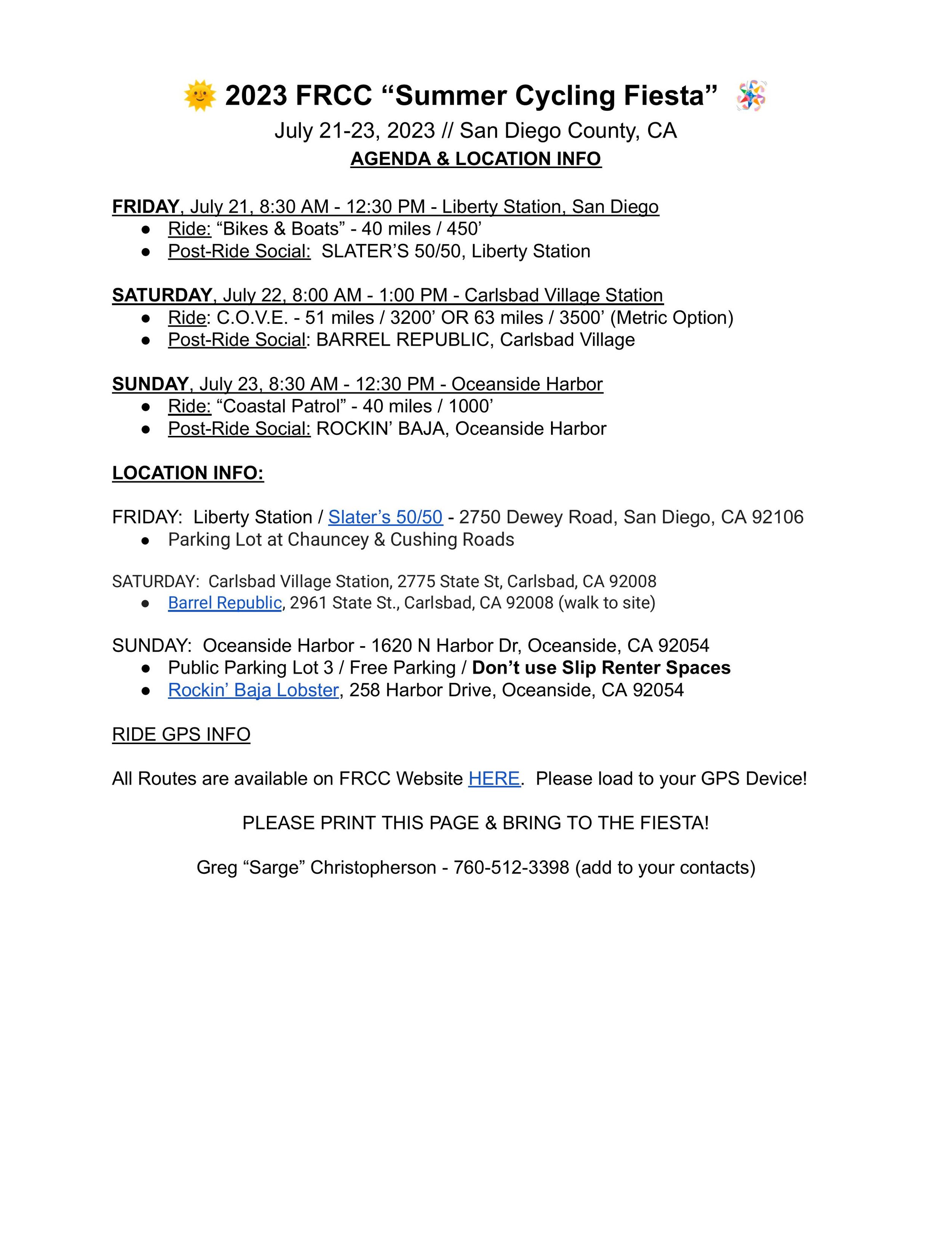 ⭐ San Diego: 5th Annual FRCC "Summer Cycling Fiesta" 🌞🚴🏿‍♂️⛱ — First ...