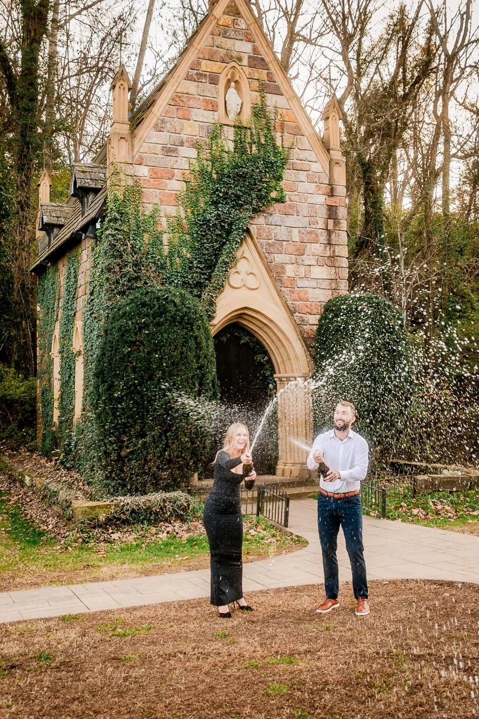How to Spray Champagne for Wedding and Engagement Photos