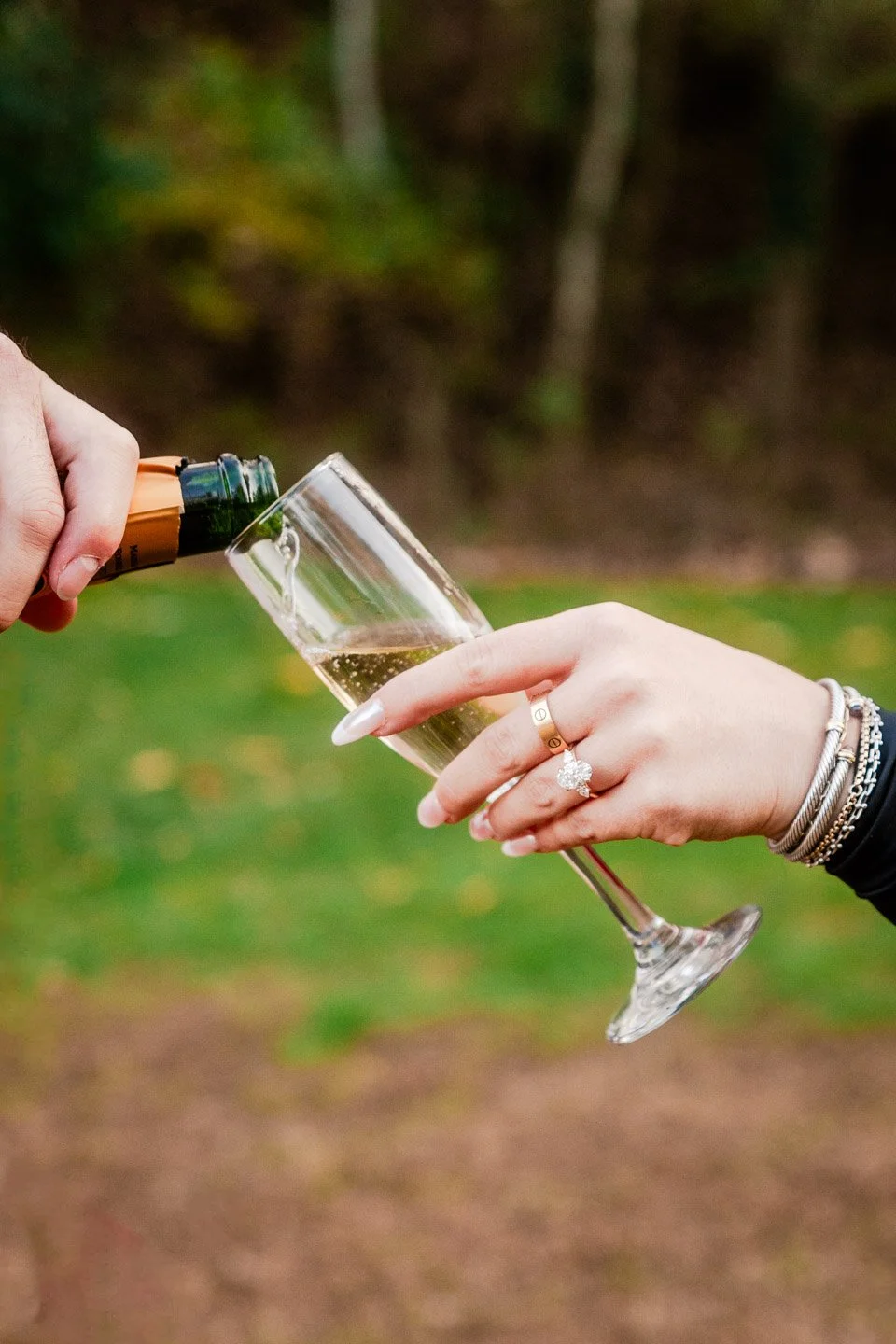 How to Spray Champagne for Wedding and Engagement Photos