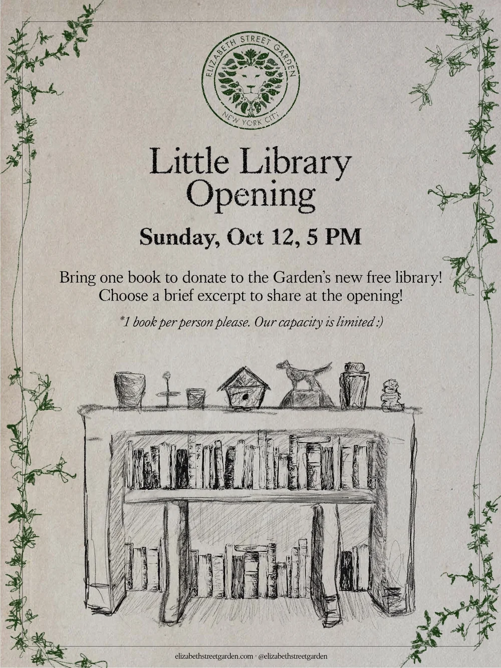 Elizabeth Street Garden - Official Website | Calendar | Little Library ...