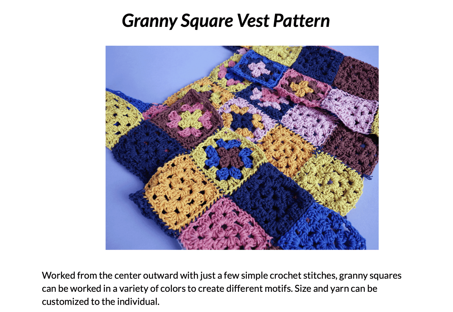 Granny Square Vest Pattern (free!) — Vivien Wise
