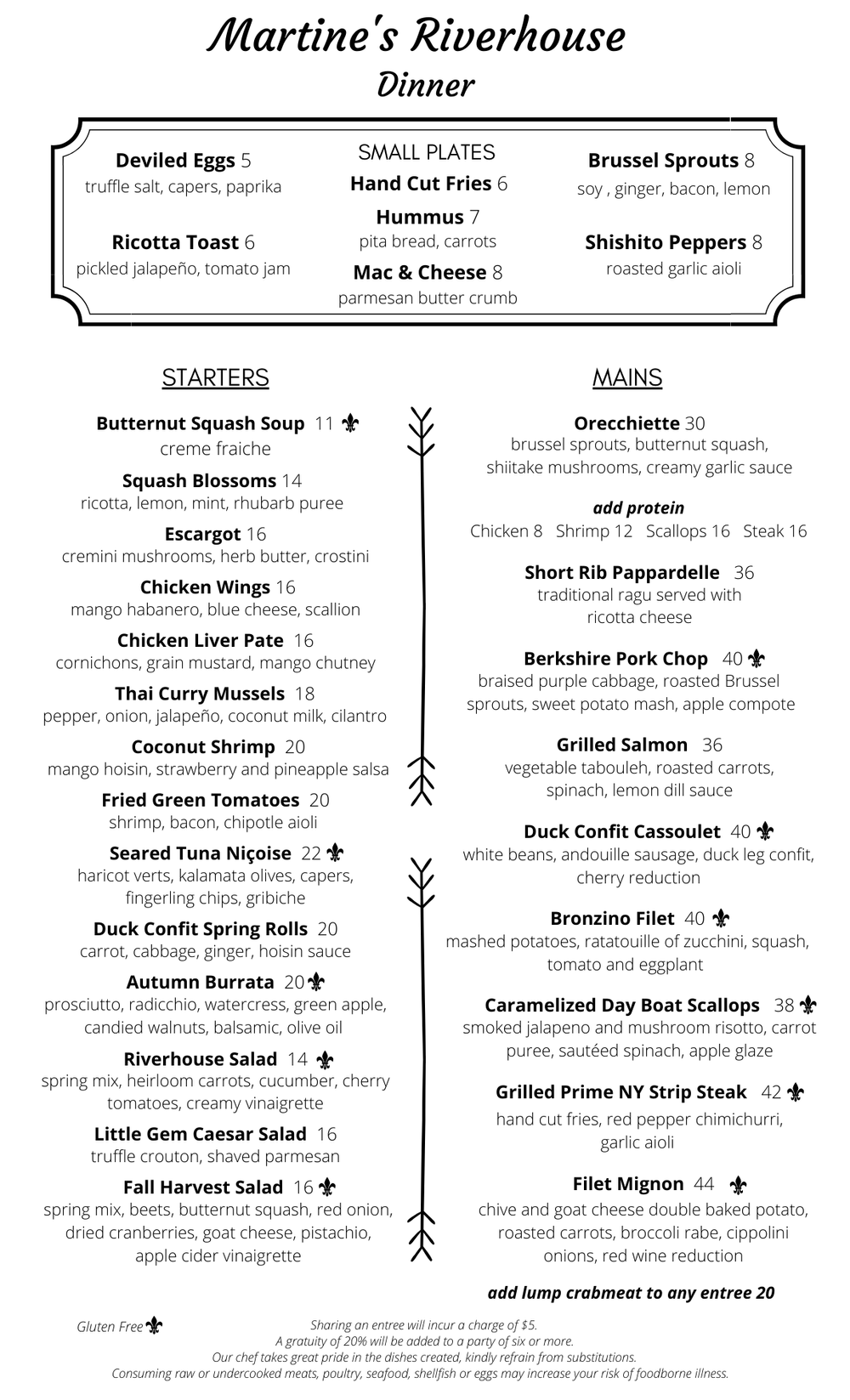 MENU — Martine's RiverHouse Restaurant