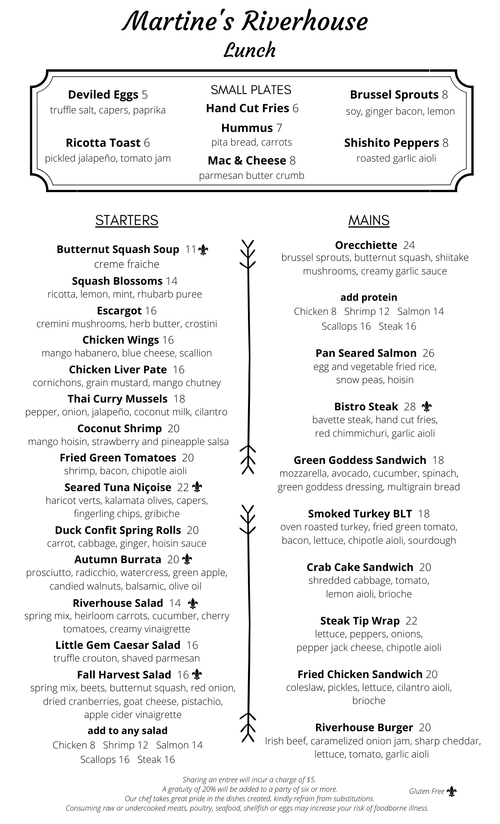 MENU — Martine's RiverHouse Restaurant