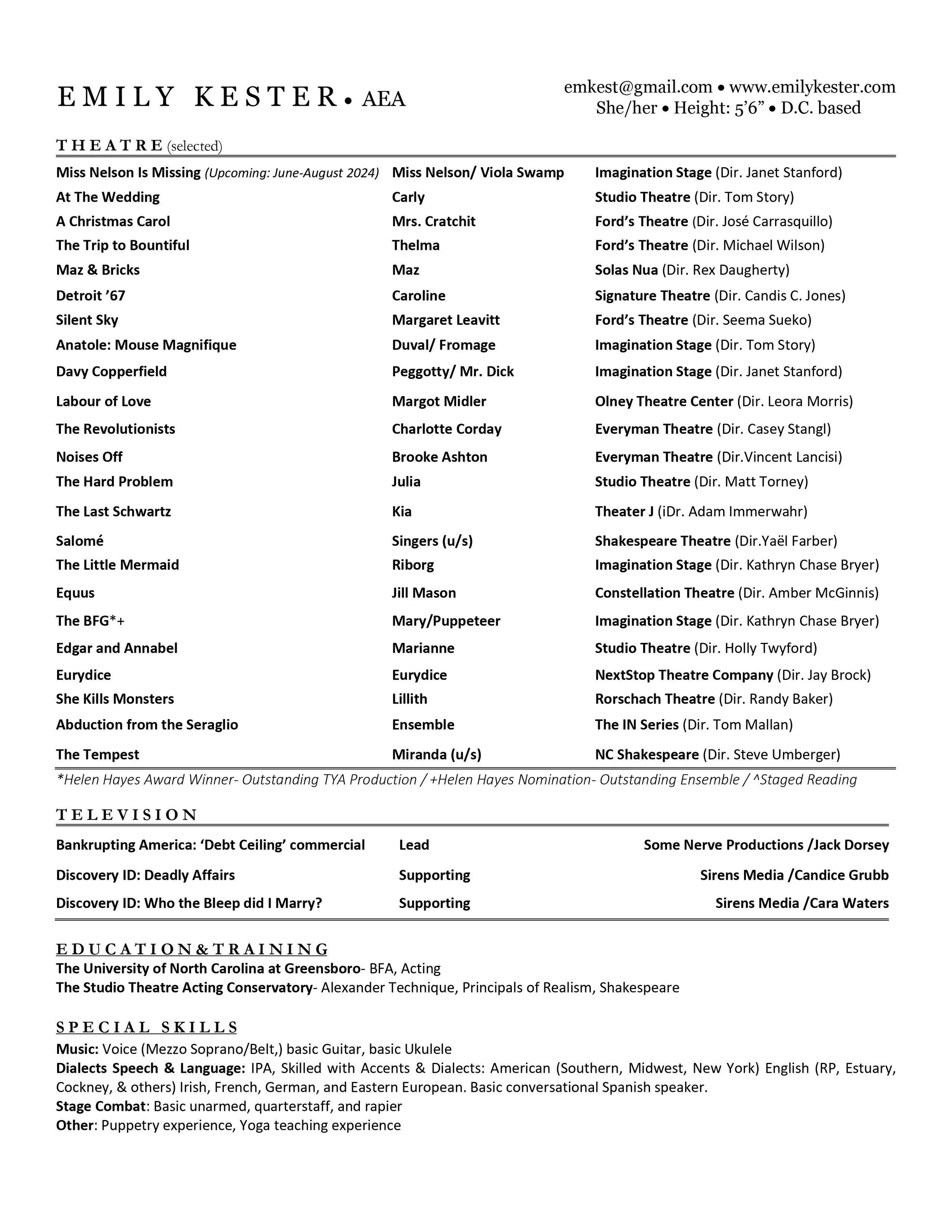 Resume — Emily Kester