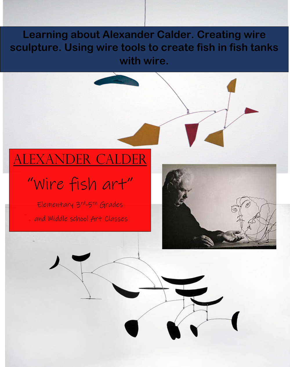 Alexander Calder inspired Wire Fish in a Tank Sculpture — Halo