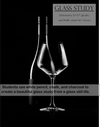 Glass Study Still Life Drawing with White Pencil on Black Paper — Halo