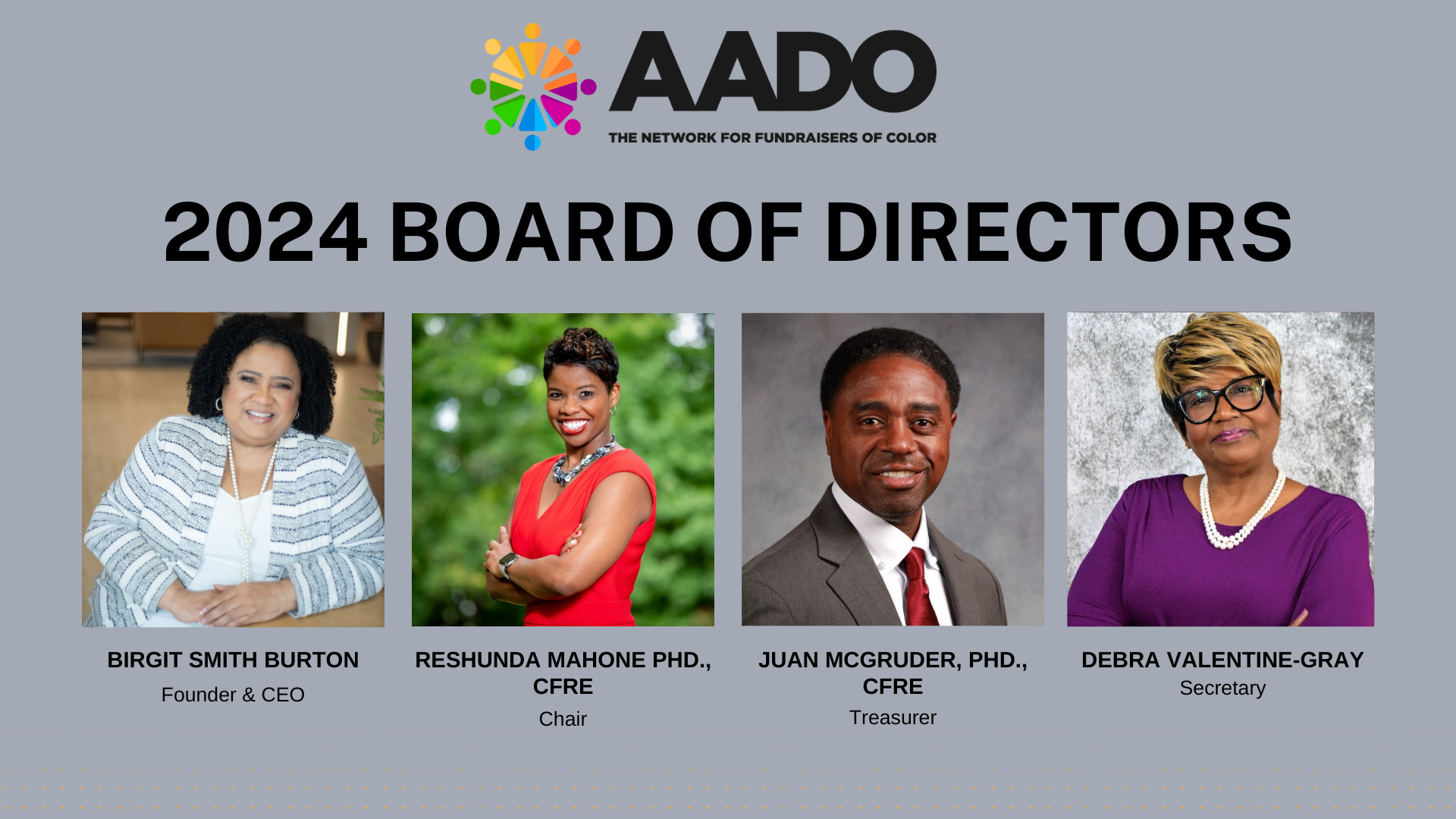 AADO BOARD OF DIRECTORS — AADO - AFRICAN AMERICAN DEVELOPMENT OFFICERS