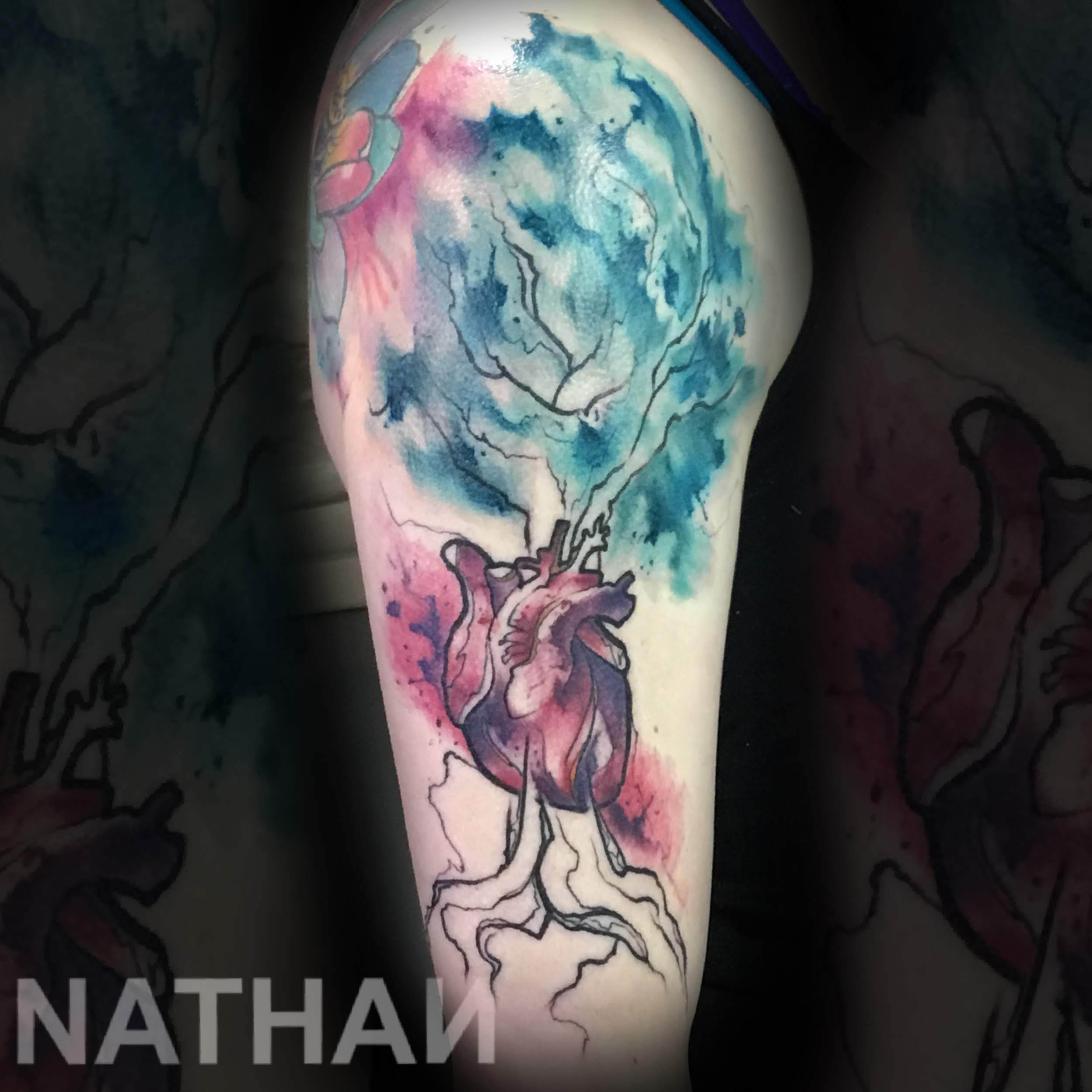 Watercolor Brain Tattoo