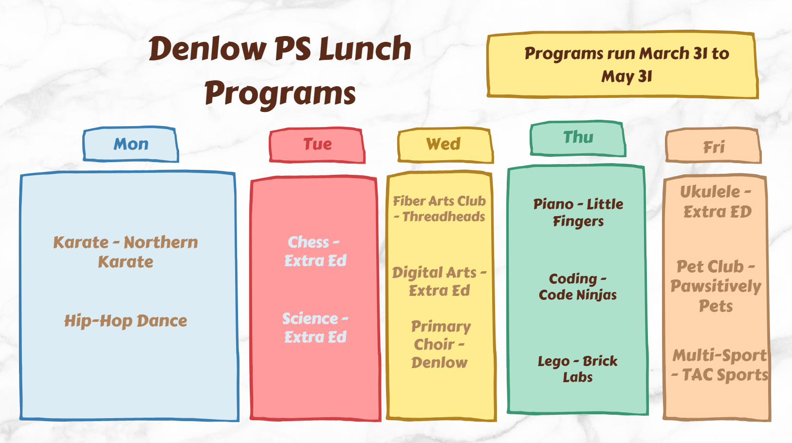 Spring Activity Programs! — Denlow SAC