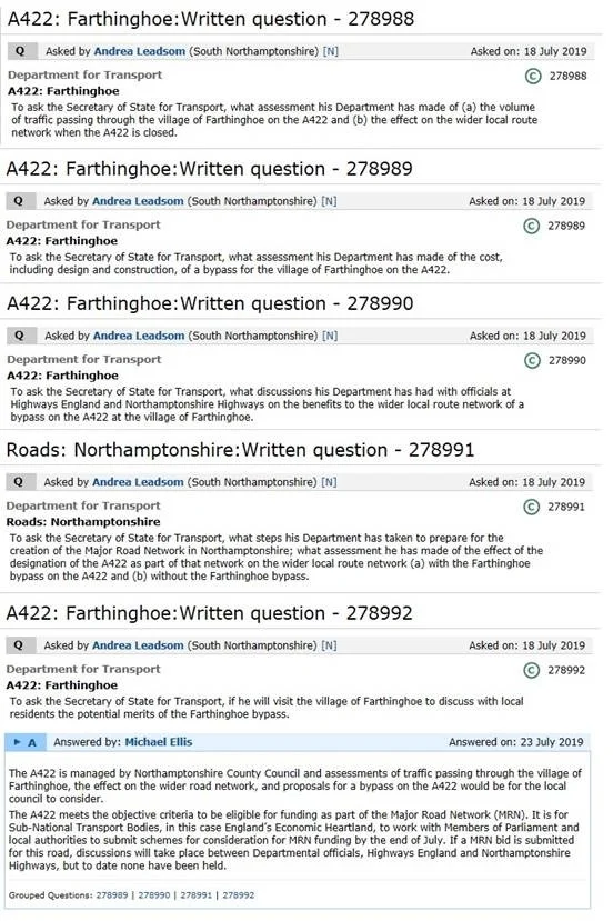 Rt Hon. Dame Andrea Leadsom DBE | Funding Bid for Farthinghoe