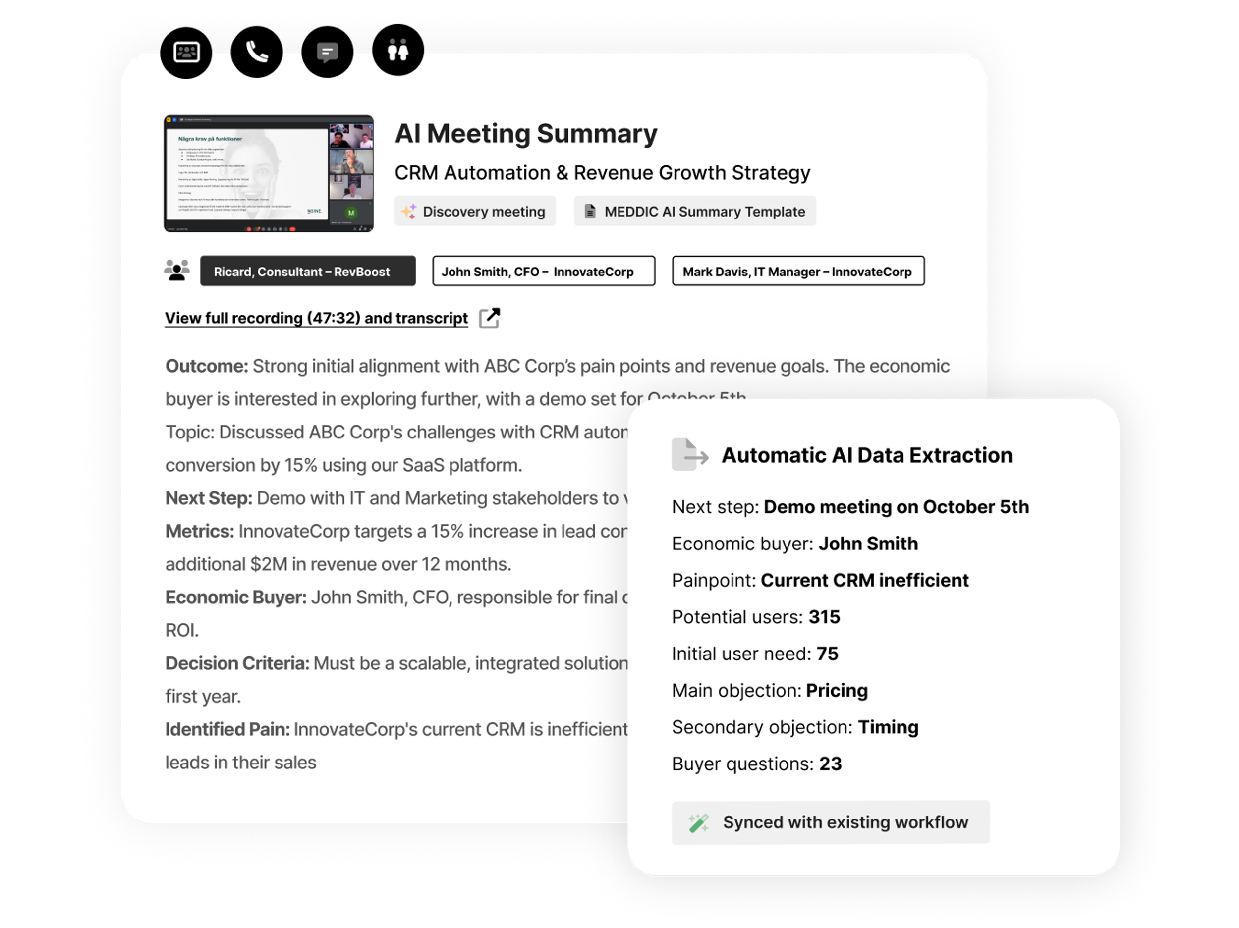 Meetric - djupa insikter och automatiseringar från samtal | Vojigo.se