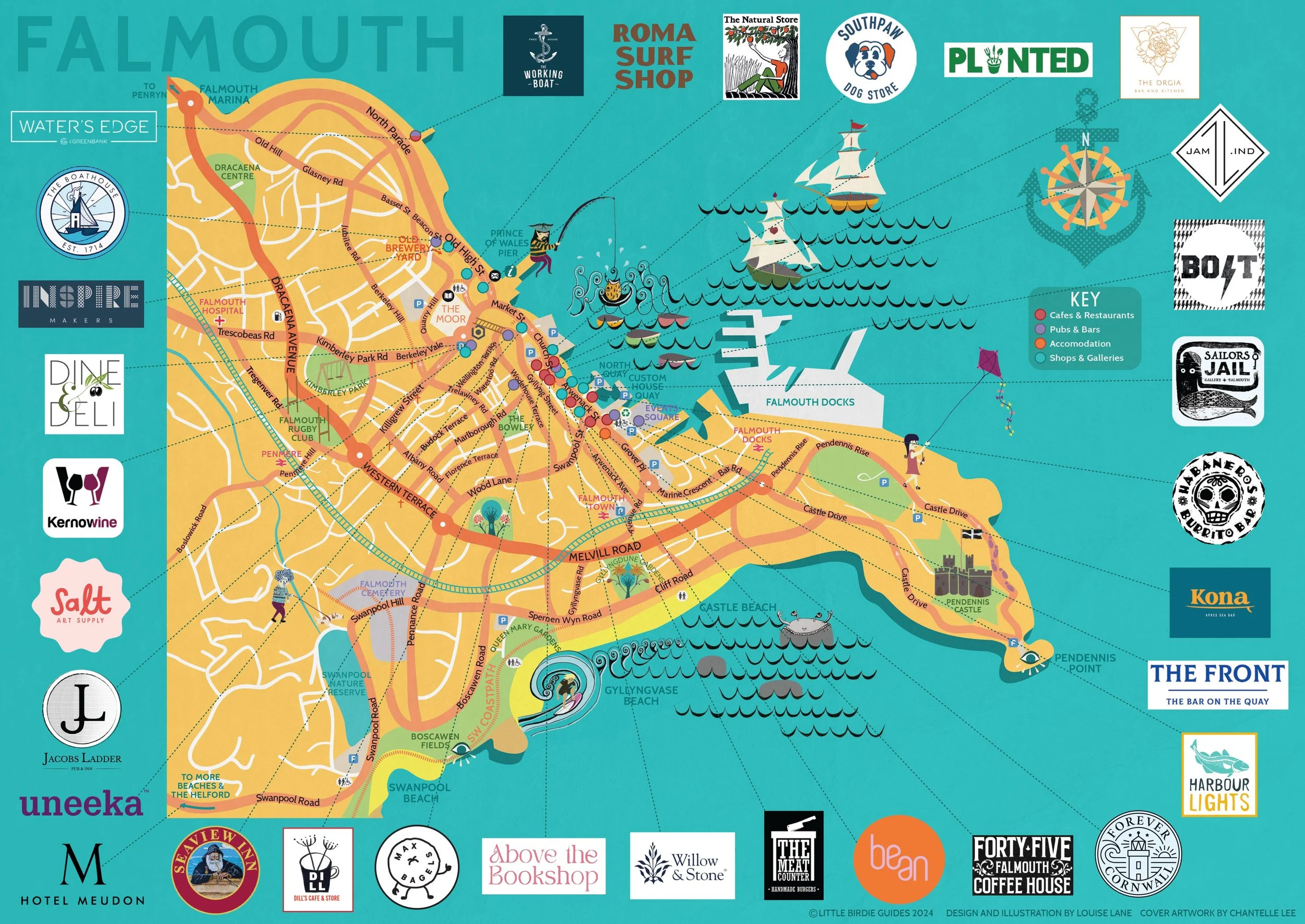 The Falmouth Map — Little Birdie Guides Cornwall