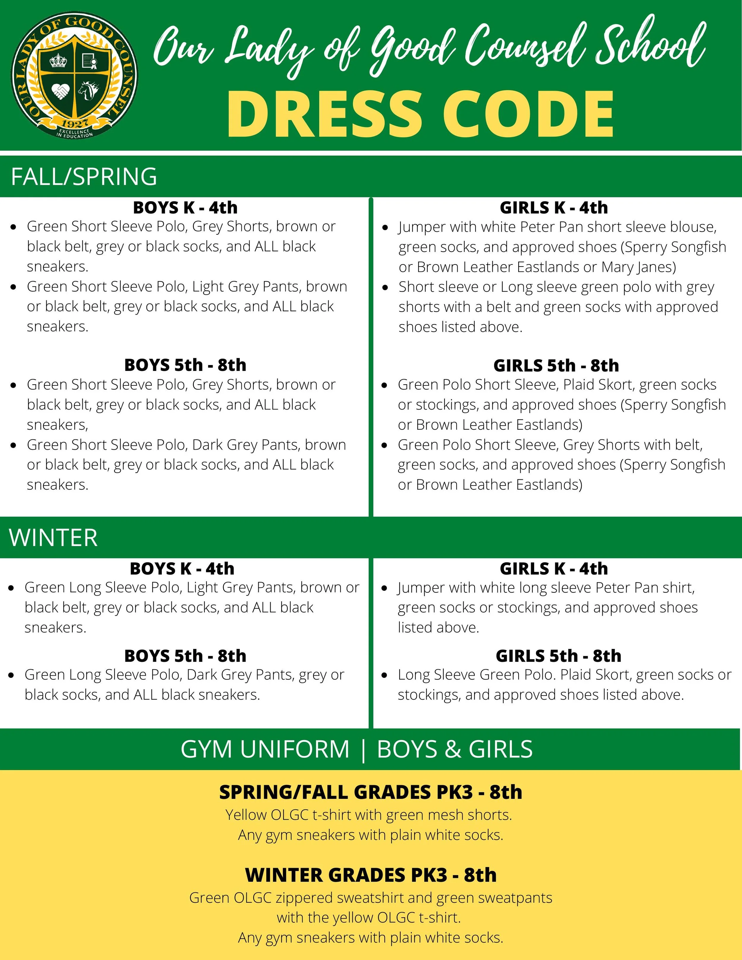 UNIFORMS 101 — #OLGCNJ