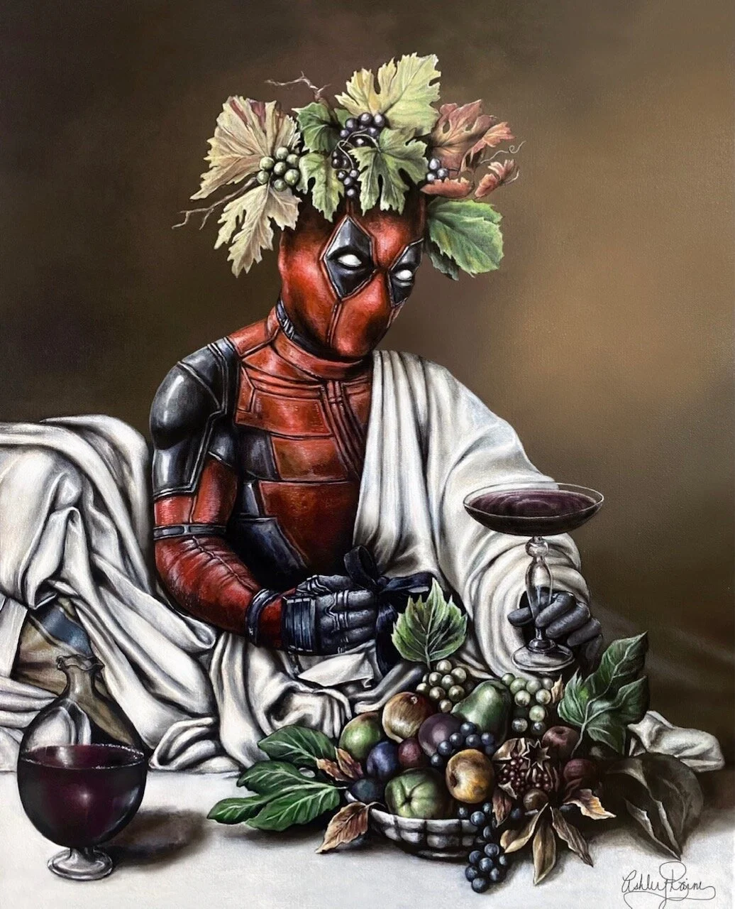 Deadpool, God of Wine — Ashley Raine Art
