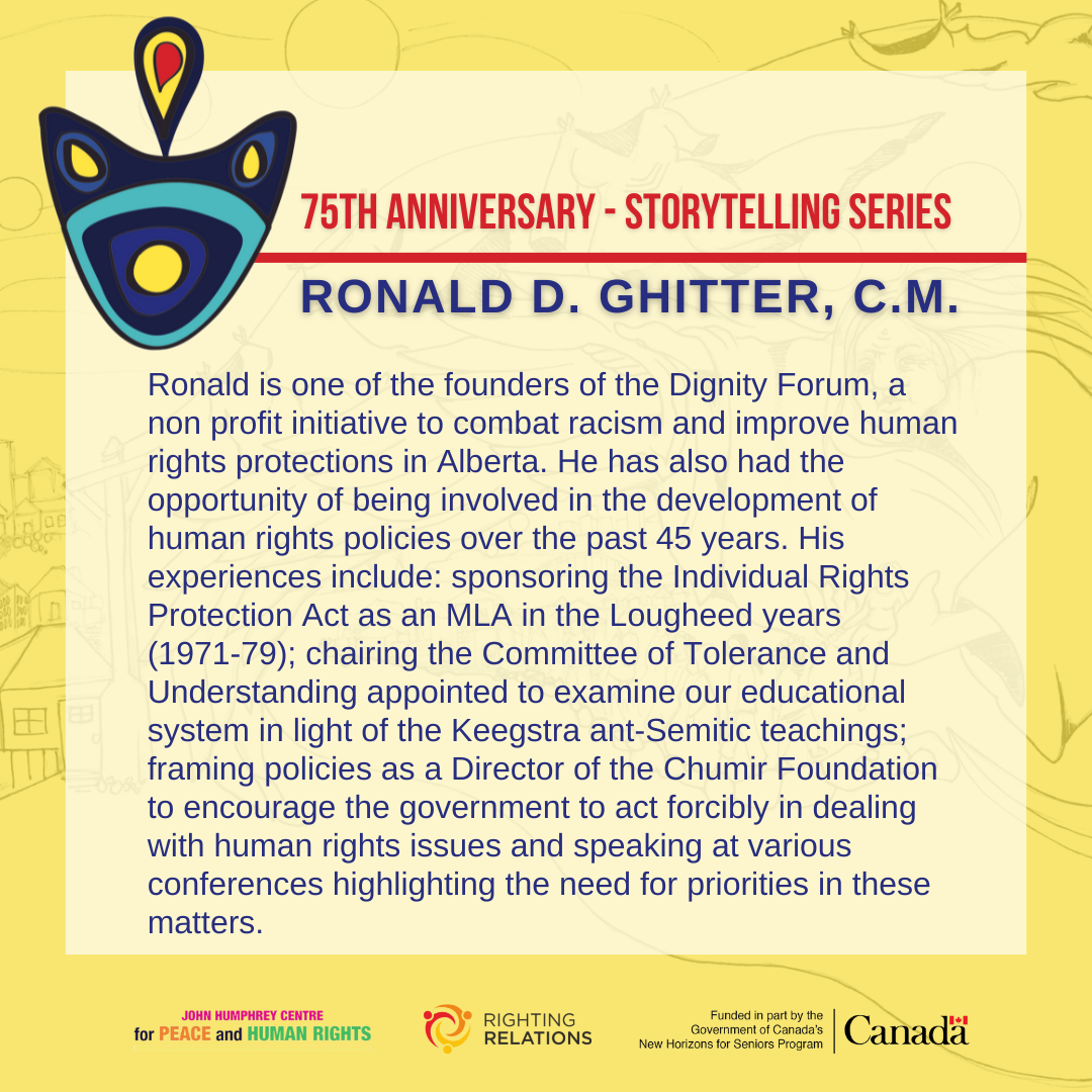 Stories of Resilience with Ronald D. Ghitter — John Humphrey Centre for ...