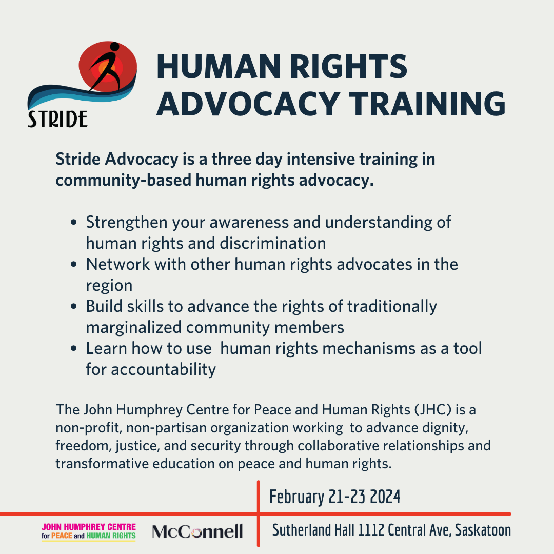Human Rights Advocacy Training: Feb 21-23, 2024 in Saskatoon — John ...