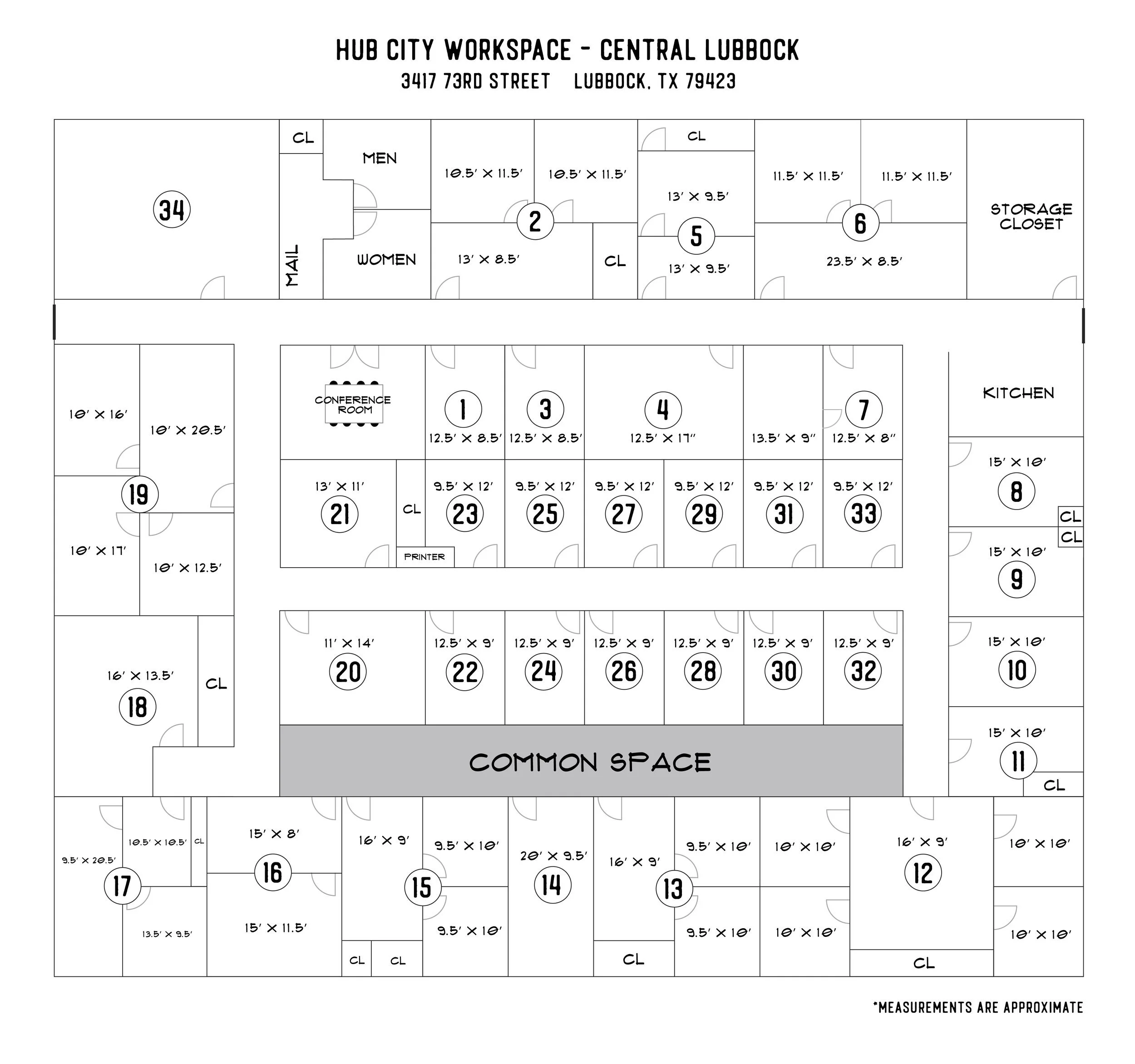 Hub City Workspace Private Office Rental Floorplans — Hub City Workspace