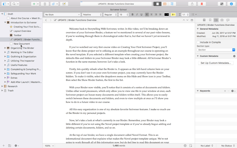 How to Work Within The Scrivener Interface — Well-Storied.