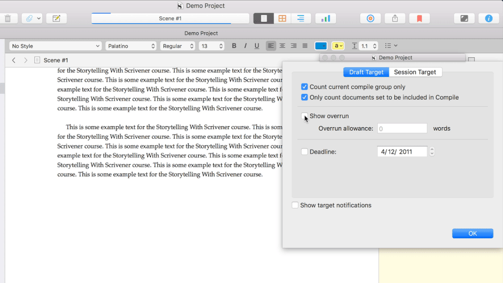 Setting Easy Goals & Deadlines With Scrivener Targets — Well-Storied.