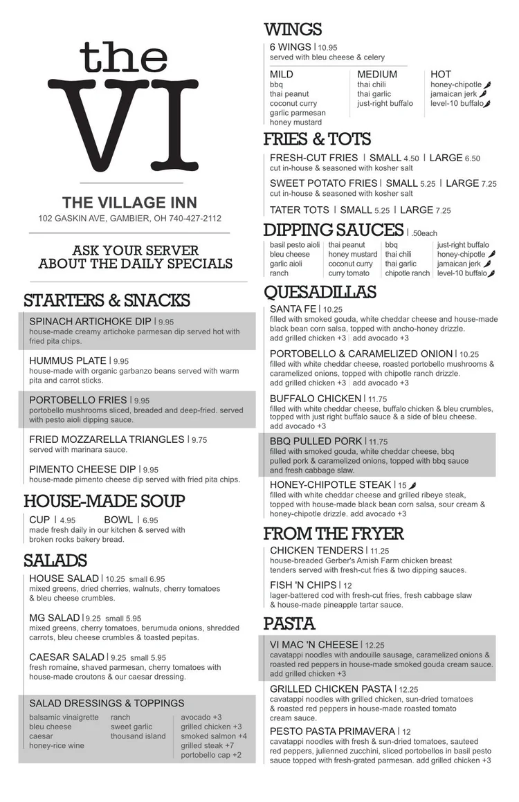 Food — The Village Inn