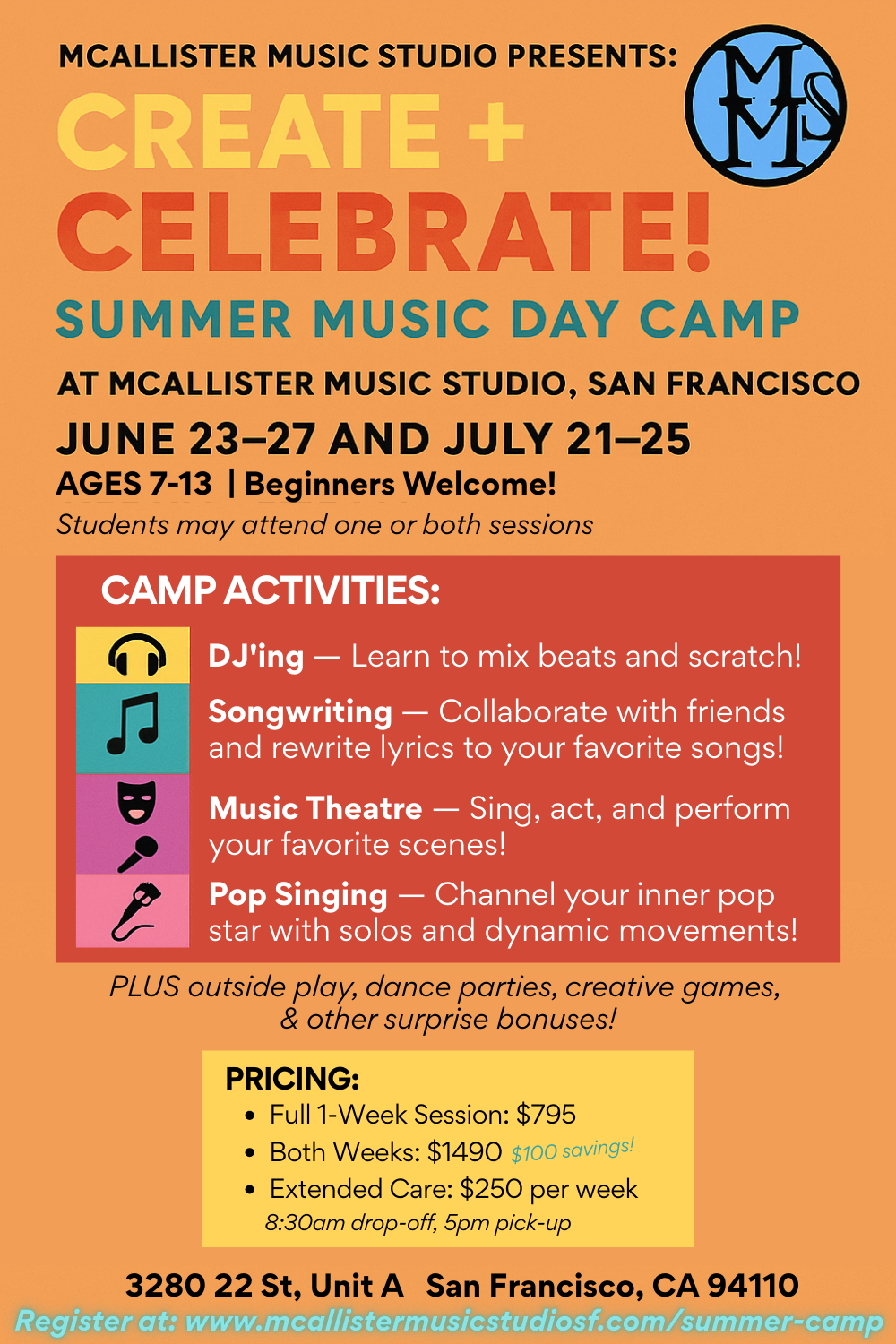 🎶 San Francisco Music Summer Camp for Kids | McAllister Music Studio ...