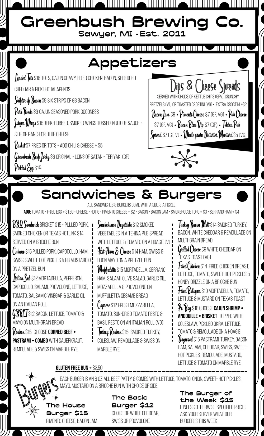 Full Menu — Greenbush Brewing Co.