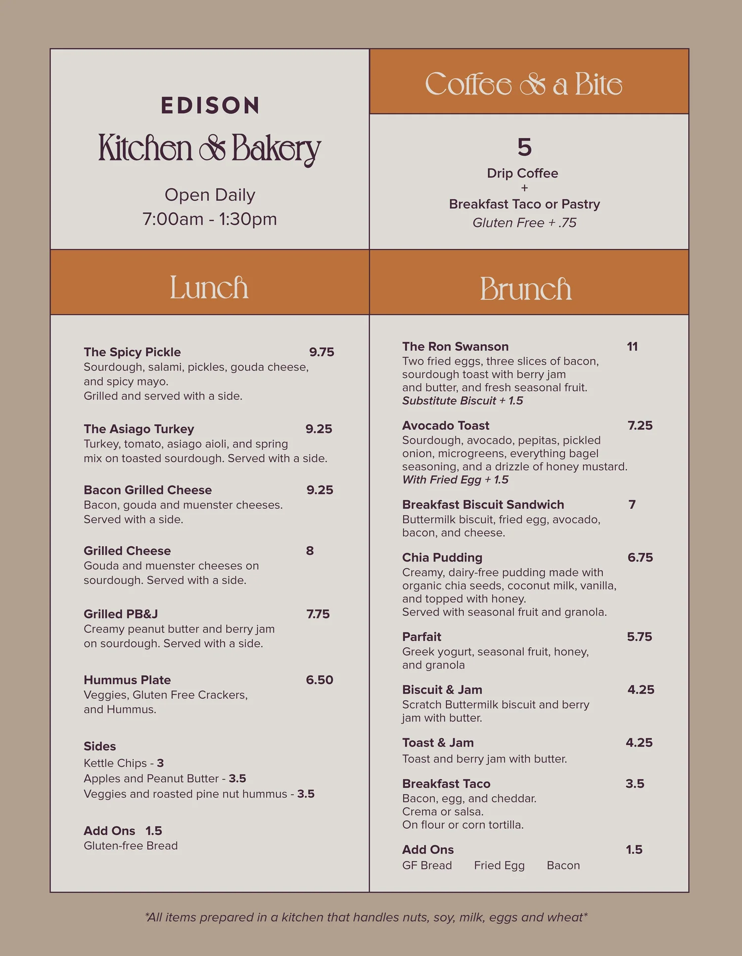 Menu — Edison Coffee Co.