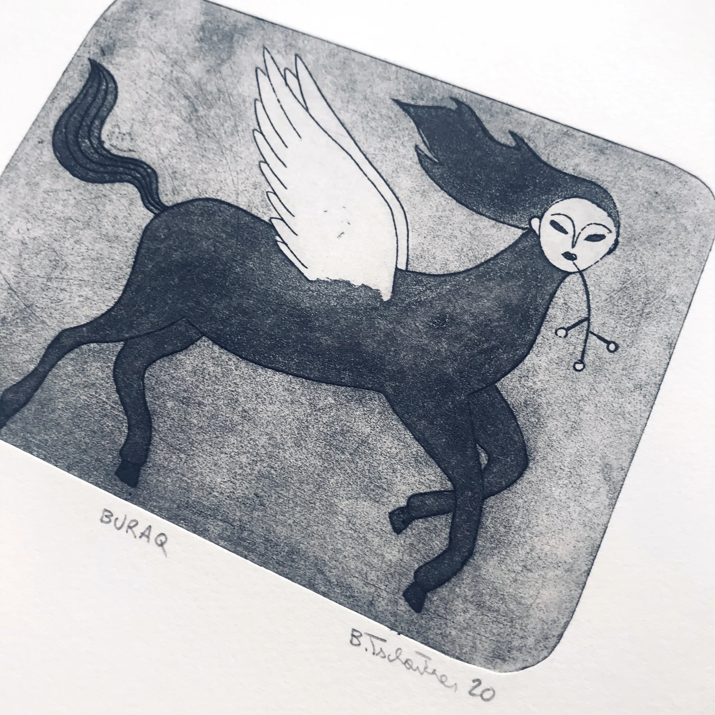 Buraq – aquatint etching by Austrian Artist Bianca Tschaikner — Bianca ...