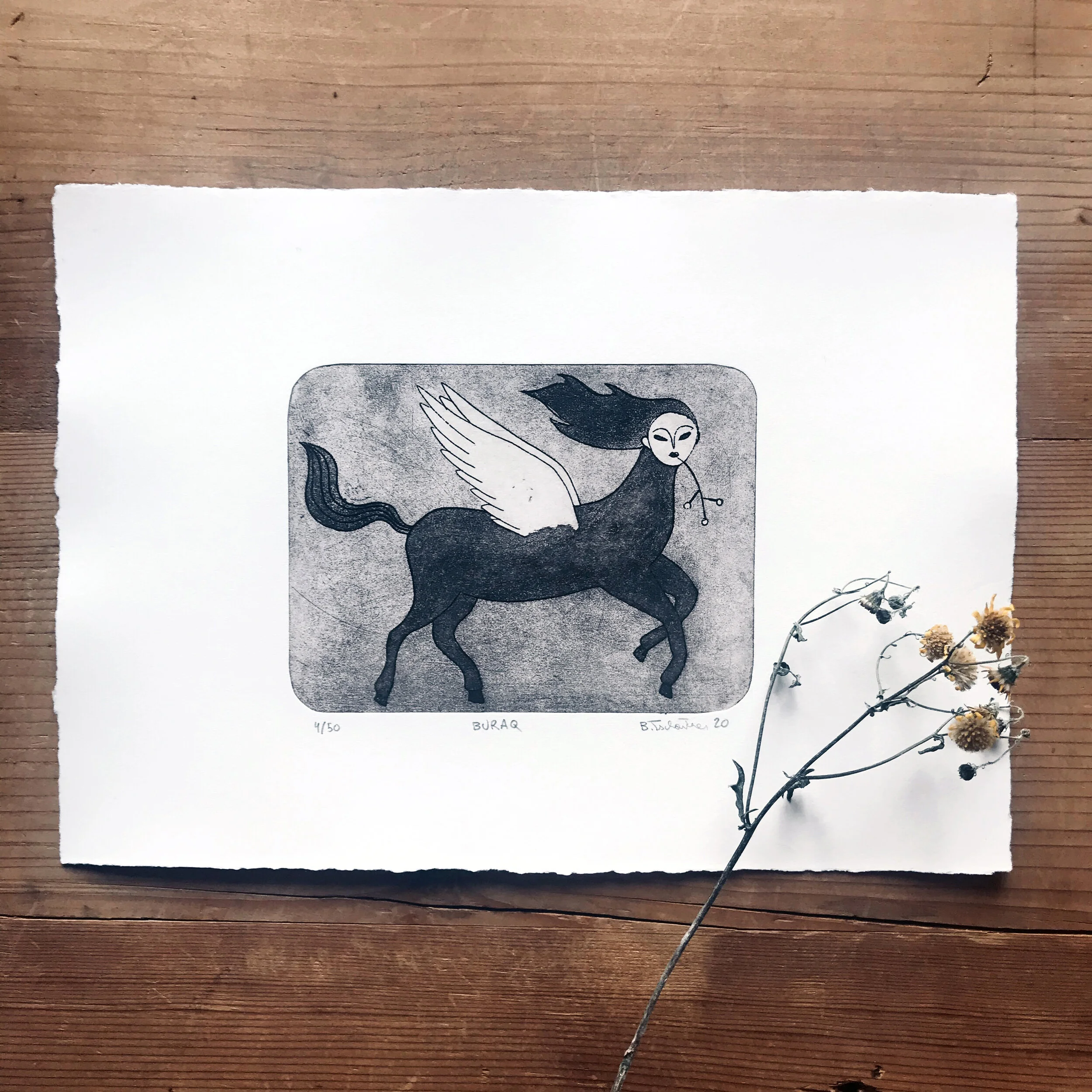 Buraq – aquatint etching by Austrian Artist Bianca Tschaikner — Bianca ...