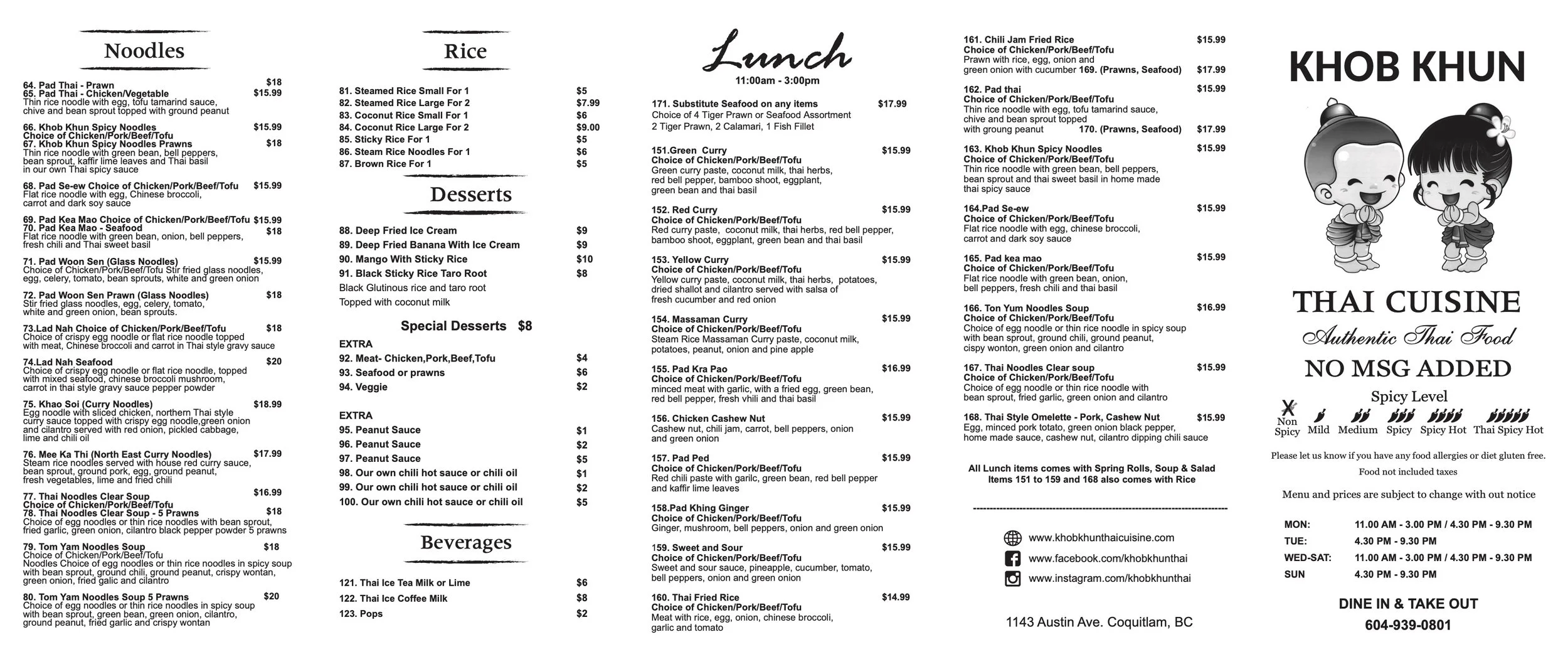 Menu — KHOB KHUN THAI CUISINE