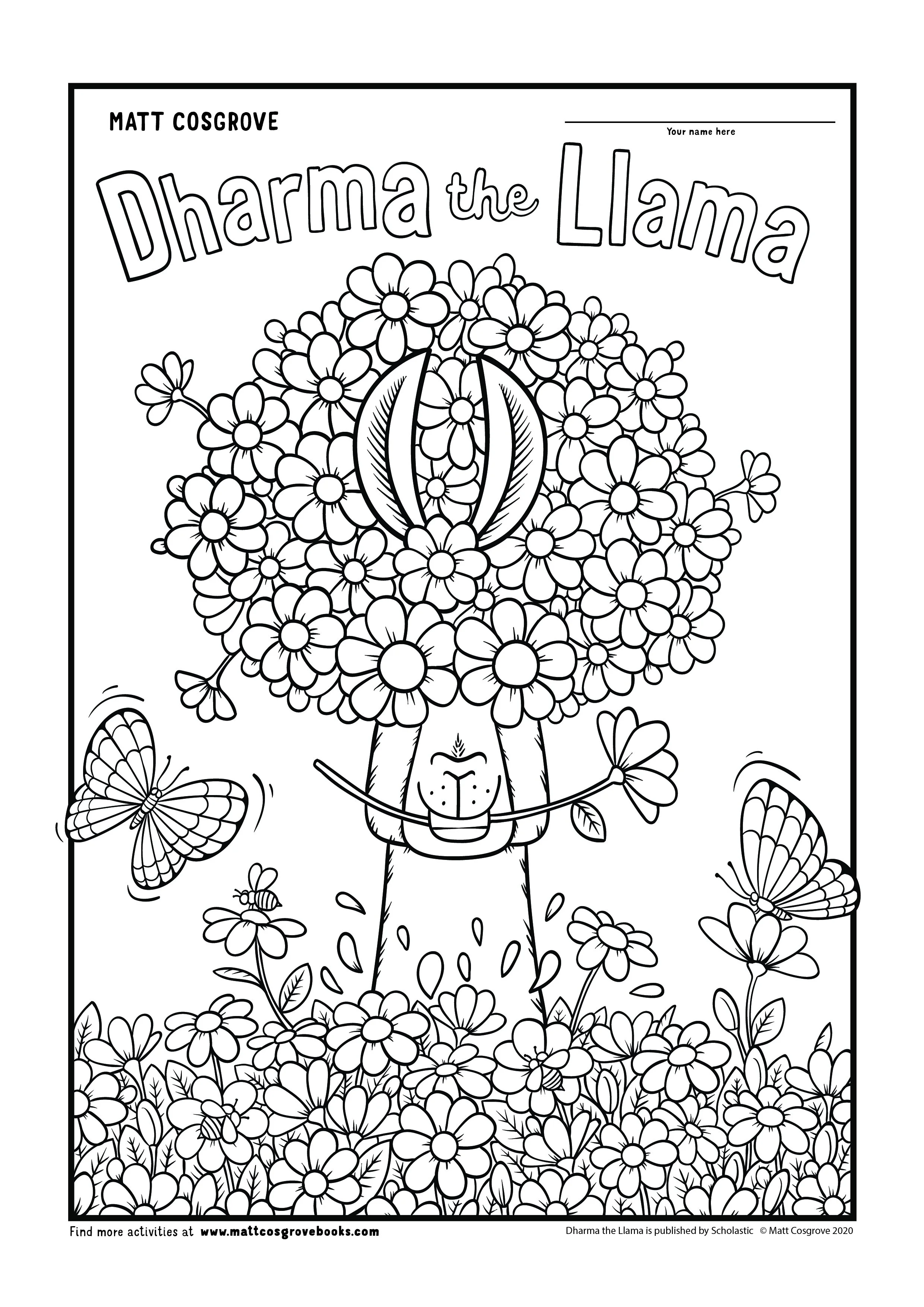 DHARMA THE LLAMA COLOURING IN ACTIVITIES — Matt Cosgrove