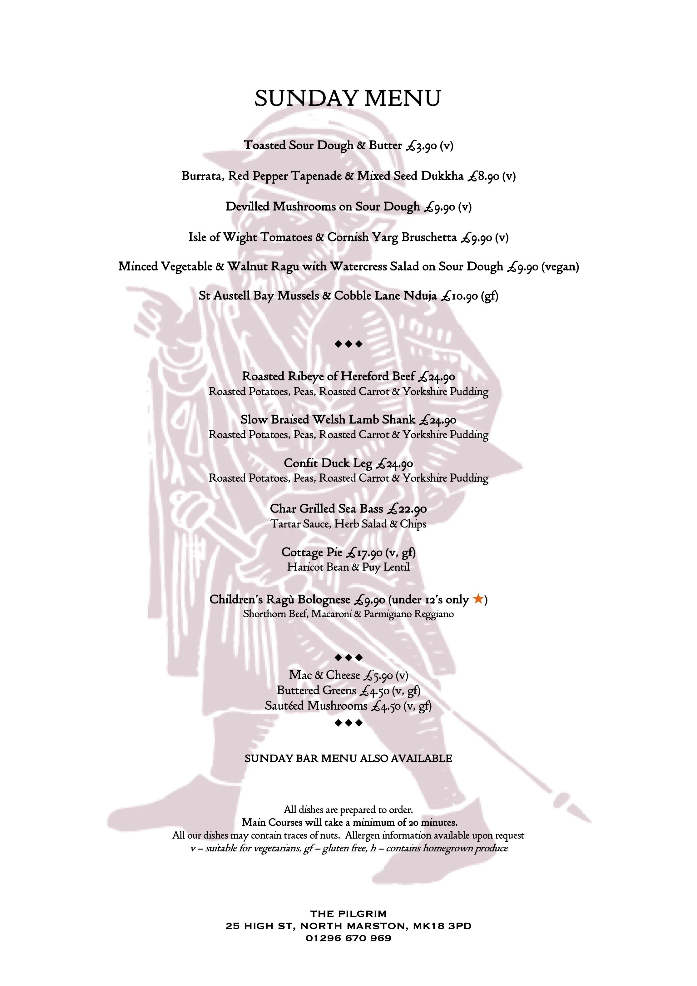 SUNDAY LUNCH — The Pilgrim Pub