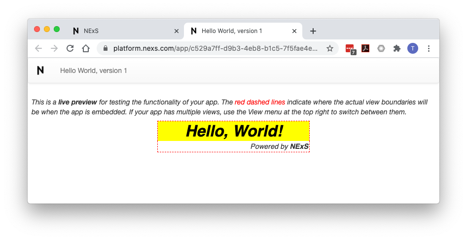 Hello World — NExS