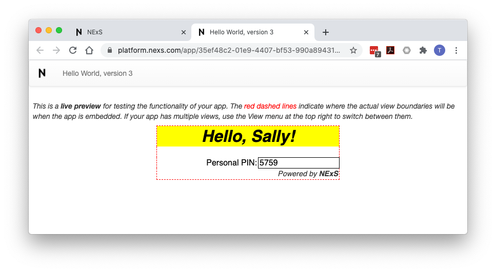 Hello World — NExS