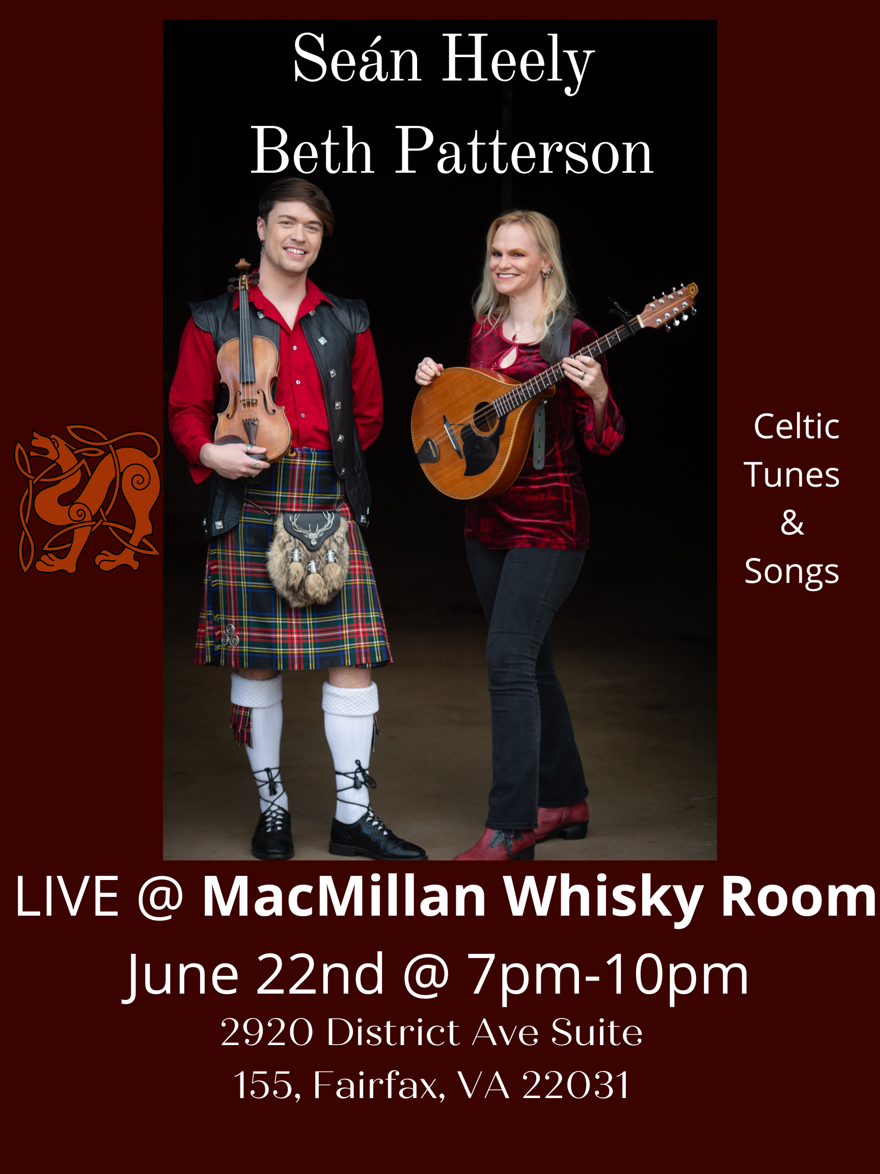 Seán Heely and Beth Patterson at MacMillan Whisky Room — Seán Heely