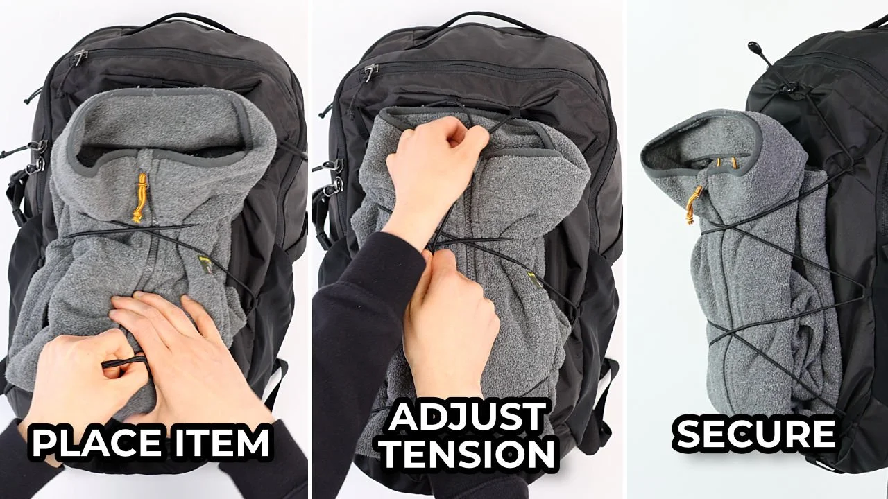 How to Use a Bungee on a Backpack - Explained with Photos | Backpackies