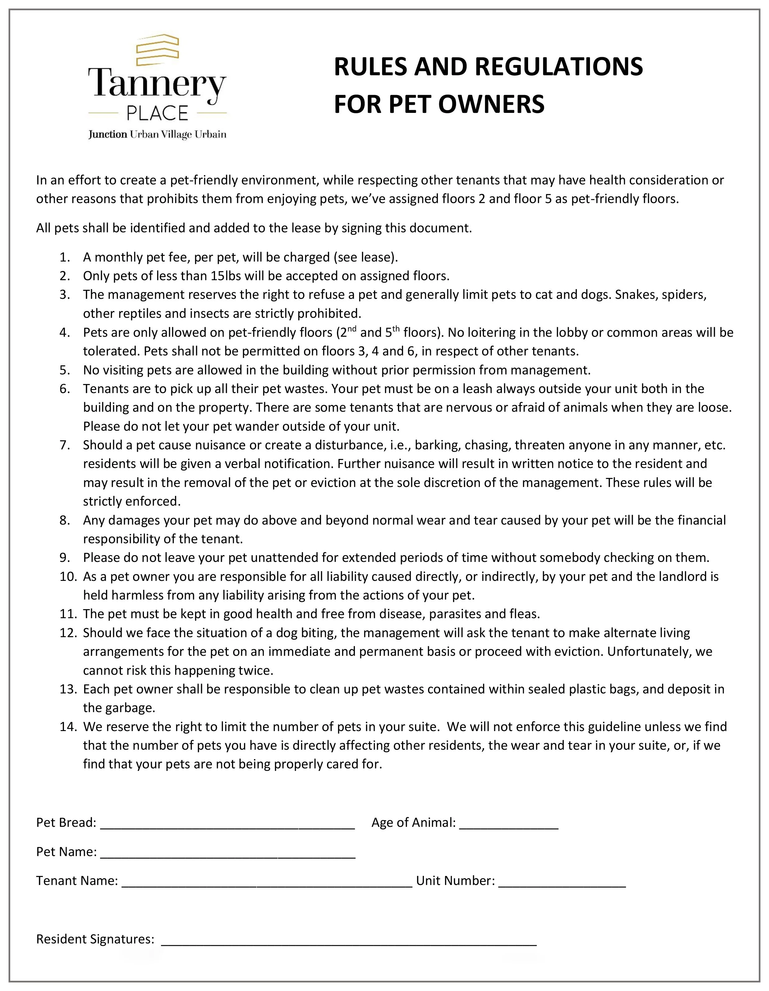 TPN RESIDENTIAL LEASE 6th Floor — Tannery Place
