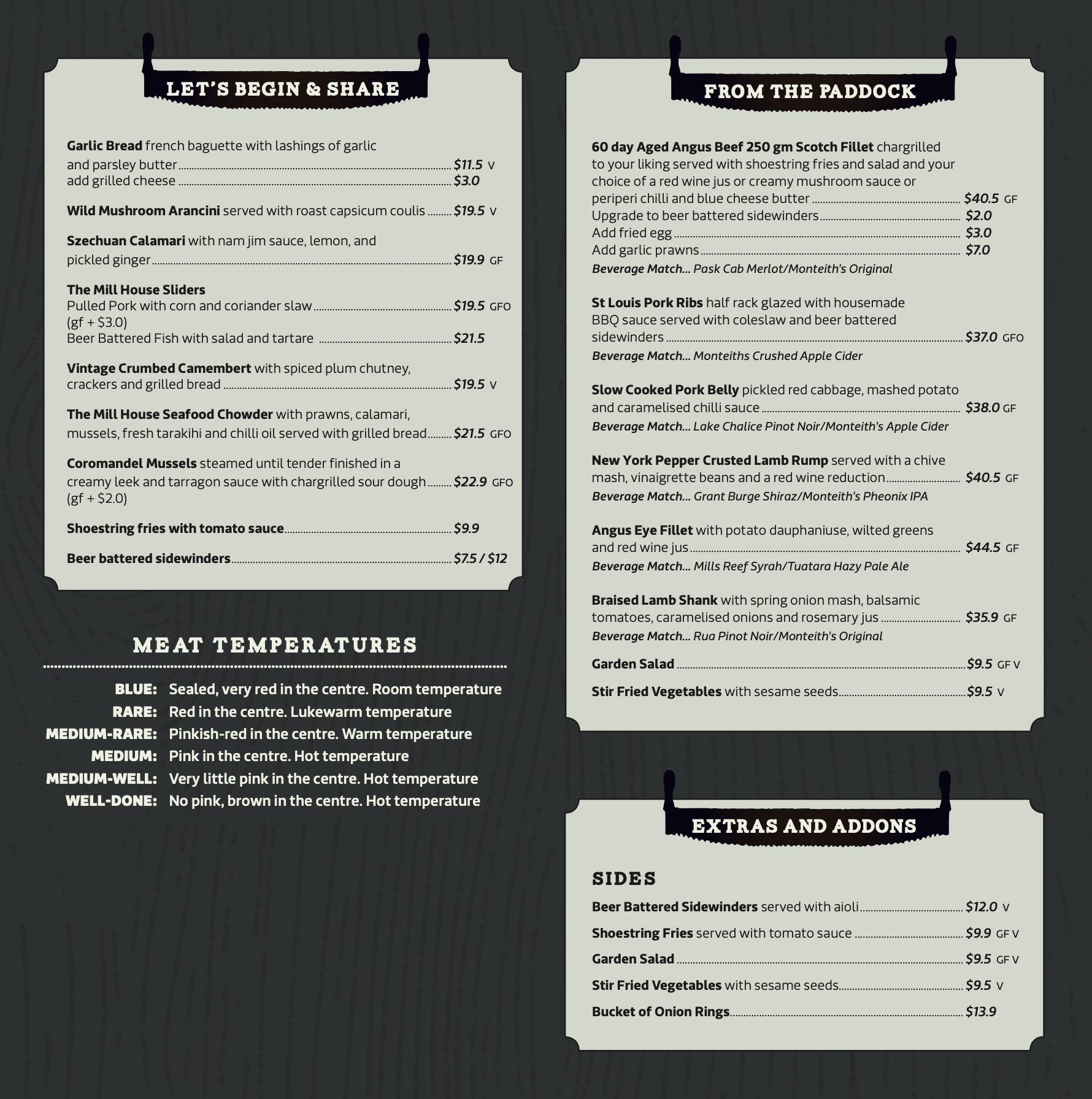 Menus — The Millhouse Bar