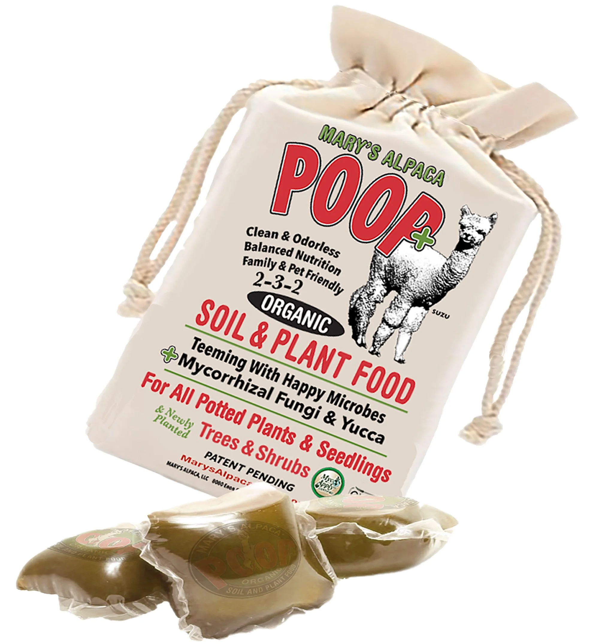 Mary's Alpaca Poop in PODS. Organic fertilizer